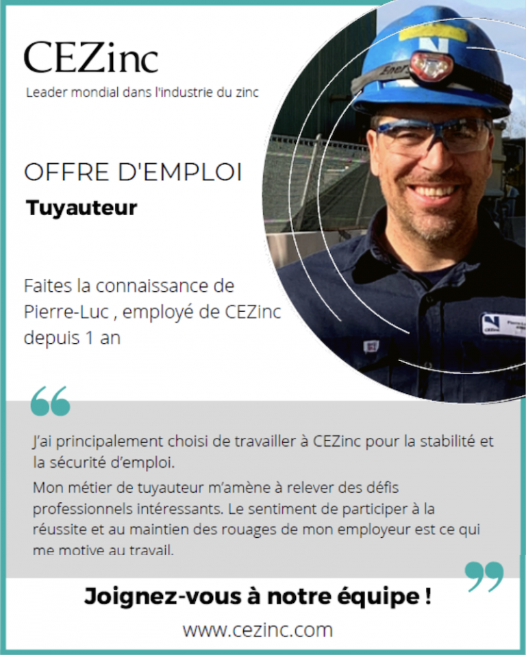 Emploi : découvrez le métier de tuyauteur industriel chez CEZinc ...